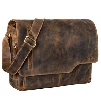 STILORD Marlon Sac en Cuir pour Hommes Travail Universit&eacute; Sac de Bureau Vintage Bandouli&egrave;re Sacoche dOrdinateur Portable 15,6 Pouces, Couleur:Calais - Marron