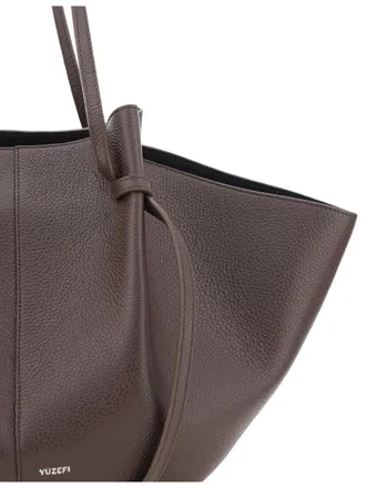 Yuzefi Womens Large Calfskin Mochi Shoulder Bag Espresso