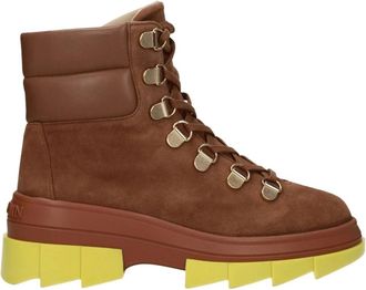Stuart Weitzman Femme, Chaussures, Brun, Taille: 38 1/2 EU Bottes cheville en cuir marron Sporty Glam