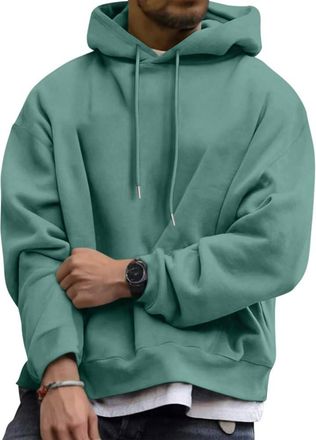 TOMWELL Oversized Hoodie Herren Winter Kapuzenpullover Casual Pullover mit Kapuze Classic Hoody A Gr&uuml;n XXL