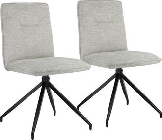 Happy Garden Lot de 2 chaises AREN en Tissu Beige, Rembourrage Mousse, Pieds en Acier Noir, Chaise Salle à Manger