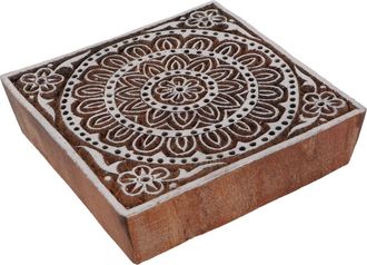 Guru Shop Indischer Textilstempel, Holz Stoffdruckstempel, Blaudruck Stempel, Druck Modell - 10x10 cm Mandala 2