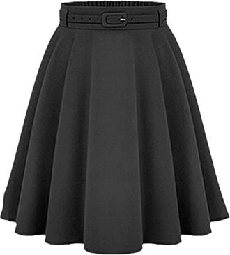 Generic Robe de bal mi-longue pour femme - Longueur genou - Vintage - Taille haute, Jupes Femme Noir, 40