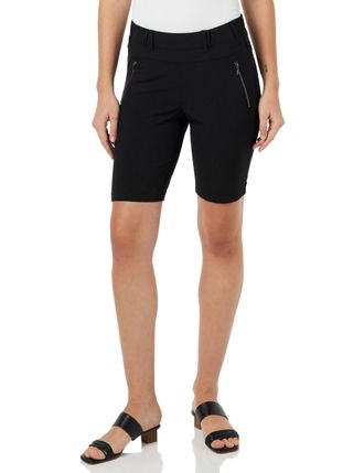 Kaffe Kaffe Damen, Regular Fit Above, Knielänge, elastische Taille, Reißverschluss, Taschen Klassische Shorts, Black Deep, 34
