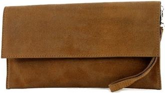 modamoda.de cuir italien embrayage Petit Suede T151, Couleur:cognac