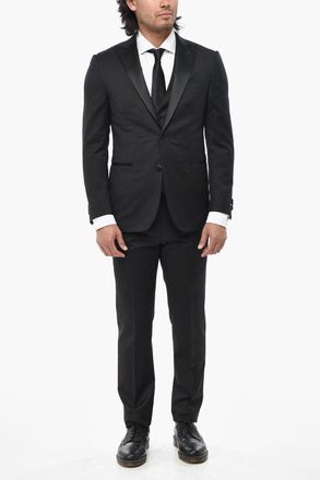Corneliani CODE Dreiteiliger Anzug aus Schurwolle mit Satin-Lanzett-Revers Corneliani