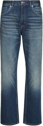 7 For All Mankind Gerade Baumwolljeans in Blau