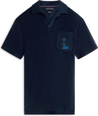 Tommy Hilfiger Frottee-Poloshirt mit Brusttasche und Stickerei, Classic Fit in