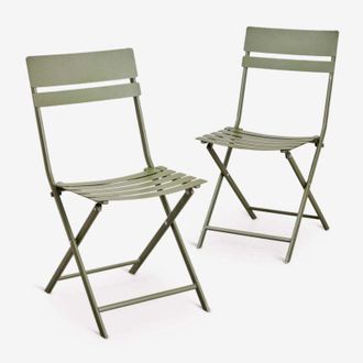 Sklum Pack mit 2 klappbaren Gartenst&uuml;hlen aus Stahl Tamarit Tiefes Gr&uuml;n Olive
