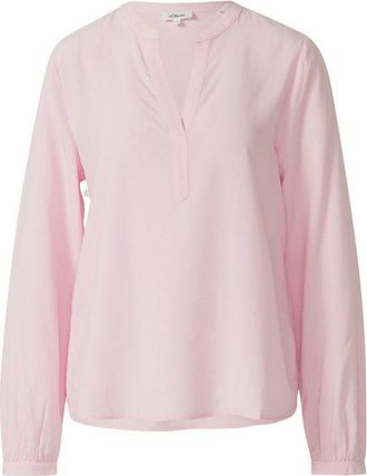 s.Oliver Langarmbluse Bluse Flie&szlig;ende Viskosebluse mit Rundhals mit V-Ausschnitt