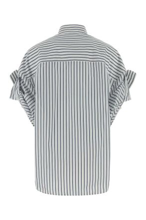 Balenciaga Womens Tucked Sleeve Shirt White Cotton