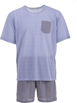 Lucky Brand Herren Pyjama Set 2 TLG. Shorty Sonne Kurzarm Kurze Hose 3XL-5XL, Farbe:grau, Gr&ouml;&szlig;e:3XL