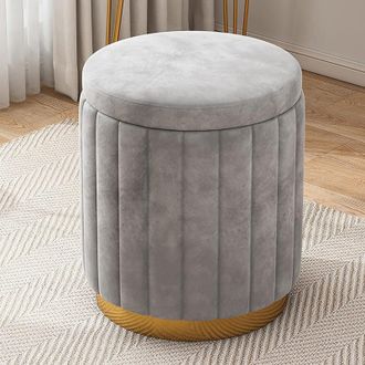Generic Ottomane mit Stauraum aus Samt - schicker Fußhocker for Wohnzimmer und Schlafzimmer, stilvoller dekorativer Sitz und platzsparende Lösung, Organizer m