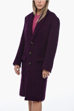 Dsquared2 Bouclè Wool Blend Coat With Flap Pockets size 38