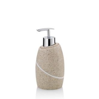 KELA Seifenspender 300 ml Talus, Seifenspender beige, Natursteinoptik, Pumpflasche, Sp&uuml;lmittelspender nachf&uuml;llbar