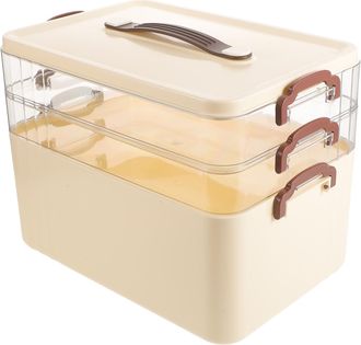 BESPORTBLE Reise-Pillenbox: Medikamentenbox f&uuml;r den Haushalt - Gro&szlig;es Fassungsverm&ouml;gen, 3-lagige Aufbewahrungsbox aus Kunststoff mit Griff - Medizinische Box f&uuml;r