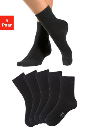 H.I.S Basicsocken H.I.S, Herren, Gr. 35-38, schwarz (5x schwarz), Baumwollmischung, unifarben, elastisch, Socken, mit besonders weichem B&uuml;ndchen, Topseller