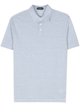 Zanone polo en coton à rayures - Bleu