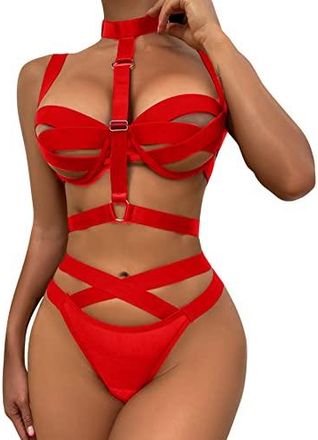 QWUVEDS Lingerie sexy pour femme pour le sexe Sous-vêtements transparents Soutien-gorge de sport Femme Lingerie Sexy Mode Sexy Sous-vêtements Costumes Lingeri
