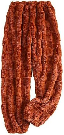 Generic Pantalon pour femme - Taille &eacute;lastique - Pantalon de nuit pour femme - Corail - Polaire &eacute;paisse - Pantalon long - Pantalon chaud - Pantalon sarouel po