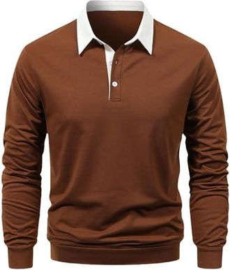 Generic T-shirt &agrave; manches longues pour homme - Coupe ajust&eacute;e - Avec col - Sport respirant - Polo &agrave; manches longues - Coupe ajust&eacute;e - Polo de golf - Hauts l&eacute;ge
