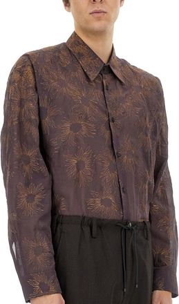 Dries Van Noten Printed Cotton Shirt - Bordeaux