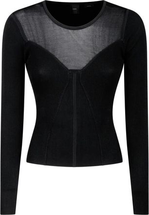 Pinko Pinko, Femme, Pulls, Noir, Taille: 34 FR Maglia trasparenze e design a costine