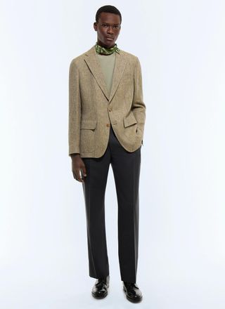Fursac Veste souple en lin effet tweed - Taille 46 - Homme