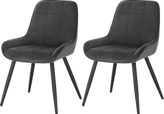 Woltu Lot de 2 Chaises de Salle à Manger en Velours, Chaises Scandinaves pour Salon, Cuisine, Chambre, Gris foncé - Woltu