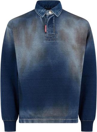 Dsquared2 Polohemd aus Strick mit Denim-Effekt - - Tops - Herren - Blau - M