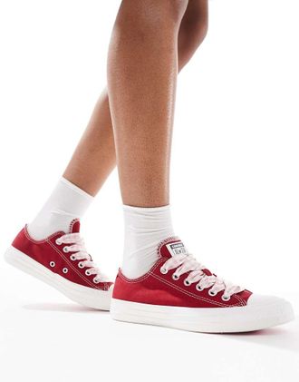 Converse Chuck Taylor All Star Ox - Baskets - Rouge à lacets vichy