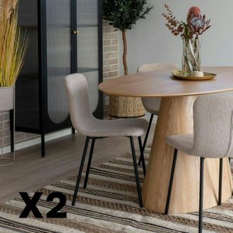 Pier Import Chaise bouclette beige pieds métal noir (lot de 2) LOTA