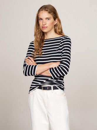 Tommy Hilfiger 3/4-Arm-Shirt NEW CODY BOAT-NECK Baumwolle, U-Boot-Ausschnitt, Slim Fit