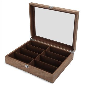 ZJchao Brillenbox, 8 Gitter Gläser Aufbewahrungsbox, Holz Sonnenbrillen Vitrine Gehobene Minimalist Sonnenbrillen Aufbewahrungsbox Schmuck Organizer Display 