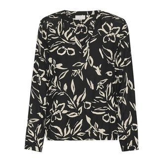 Kaffe Abstrakte Blumenbluse Top - - Blouses & Shirts - Damen - Schwarzk - XS