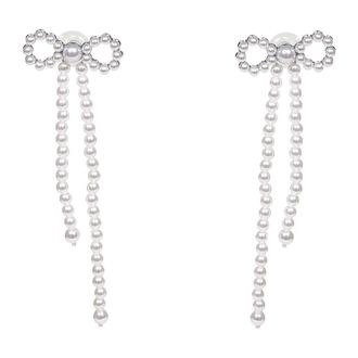 Self Portrait Femme, Accessoires, Blanc, Taille: ONE Size 607E-Pearl Pearl Bow Earrings