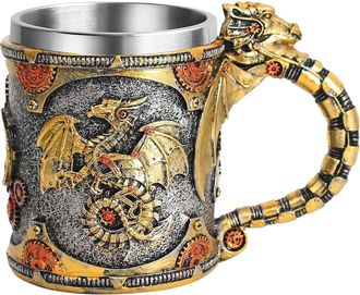 Generic Dragon Mug T-Shirt | Dragon Coffee Tag | Mittelalterliche Tassen aus Edelstahl | 400 ml Schreibtischskulpturen f&uuml;r Bier, Kaffee, Whisky, Freunde der F