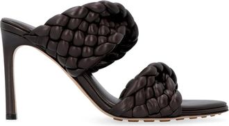 Bottega Veneta Femme, Chaussures, Brun, Taille: 37 EU Sandales &agrave; Talons en Cuir Intrecciato Rembourr&eacute;es