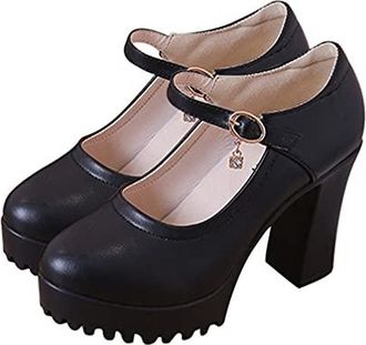Holibanna Escarpins Femme Talons Hauts Ronds en Cuir PU Antid&eacute;rapant Chaussures &Eacute;l&eacute;gantes pour Soir&eacute;es Mariage Travail Et Occasions Sp&eacute;ciales Noir