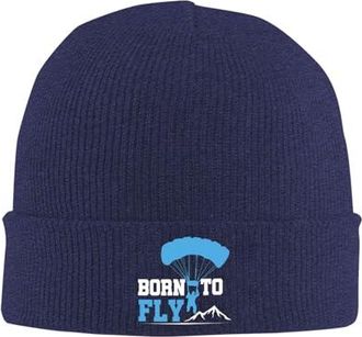 Generic Born to Fly Bonnet unisexe en tricot pour parapente, bleu marine, Taille unique