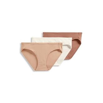 Jockey Lot de 3 sous-v&ecirc;tements pour femme en coton bio stretch avec logo, Ivoire/clair/amande, Medium