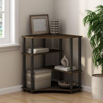 Furinno Turn-N-Tube Multifunktionales Eckregal, Pr&auml;sentationsst&auml;nder, B&uuml;cherregal, Columbia Walnuss/Schwarz