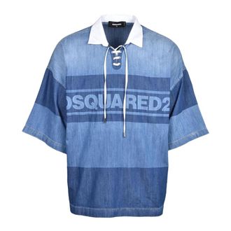 Dsquared2 Polo-Shirt aus Baumwolle Elasthan - - Tops - Herren - Blau - S