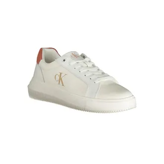 Calvin Klein Logo-Print Leather Sneaker - White