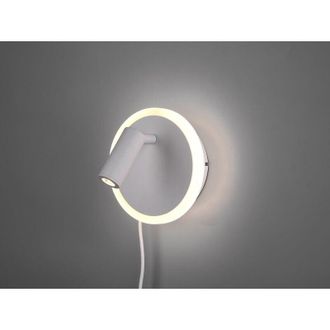 Trio led Wandleuchte jordan Weiß mit Leselampe & Stecker, ø 15cm