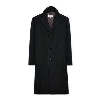 Maison Margiela Homme, Manteaux, Noir, Taille: L Manteau en laine &agrave; finition brute