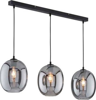 Fischer & Honsel Lampe suspendue lampe de table &agrave; manger 3 flammes lampe de salon en verre fum&eacute;e