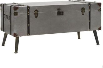 vidaXL Table basse de style r&eacute;tro avec conception de valise de rev&ecirc;tement gris