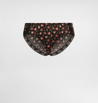 Dolce & Gabbana Slip Aus Satin Und Spitze Mit R&ouml;schen-print - Frau Unterw&auml;sche Mehrfarbig 2