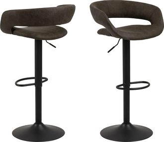 AC Design Furniture Jack Barhocker 2er Set, B: 54,5 x H: 101 x T: 48,5 cm, Anthrazit/Schwarz, Stoff/Metall, 2 Stk